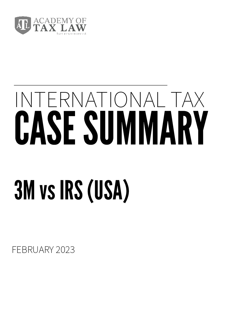 3M Company v Commissioner of Internal Revenue: CASE SUMMARY - Academy of Tax Law